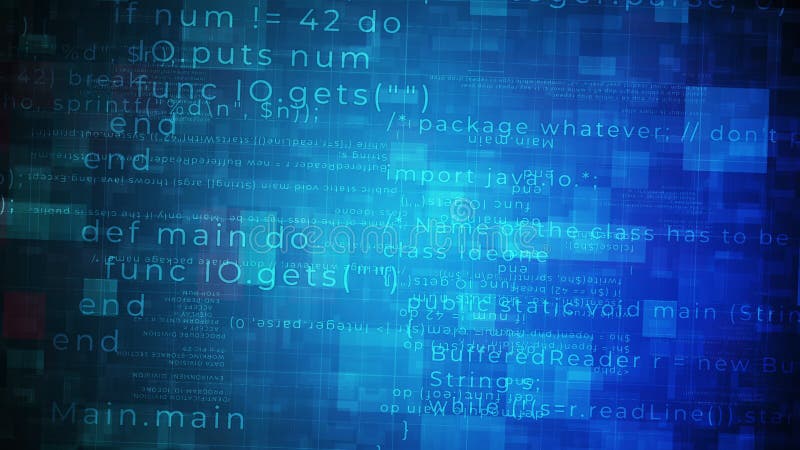 3D Loop Hacking Code Data Flow Stream Computer Screen Animation. Stock ...