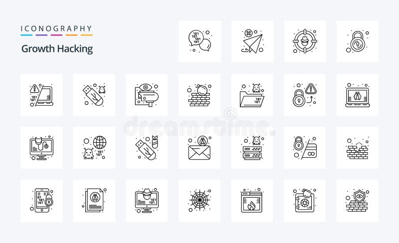 25 Hacking Line icon pack stock vector. Illustration of firewall ...