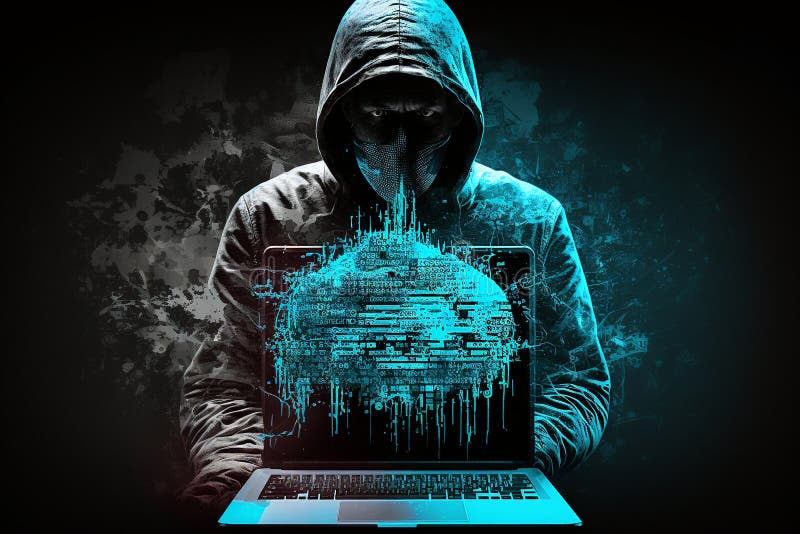 Hacking And Malware Concept Hacker Using Abstract Laptop With Binary Code Digital Interface