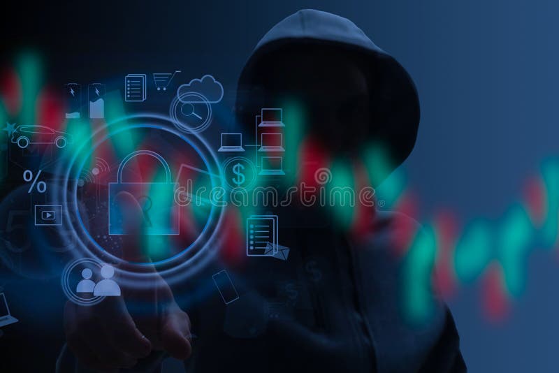 Hacking And Malware Concept Hacker Using Abstract Laptop With Digital Interface Double
