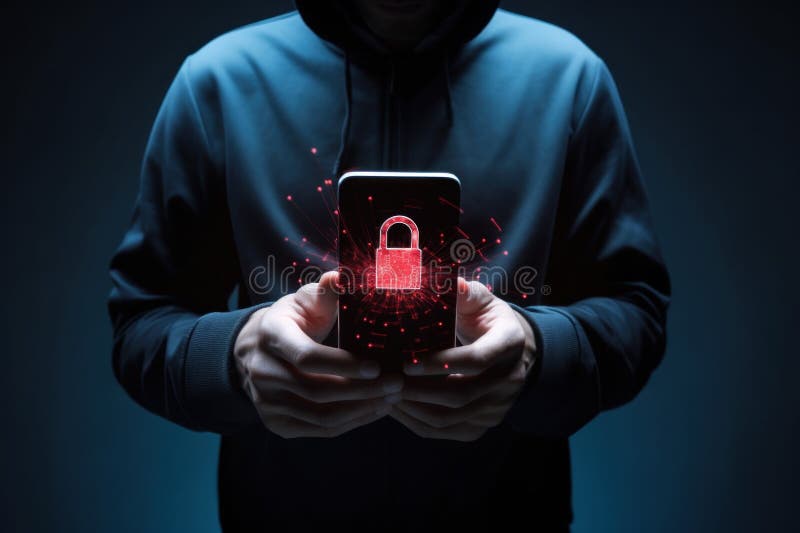 Hacking Man Hack Information Data on the Credit Card. AI Generated ...