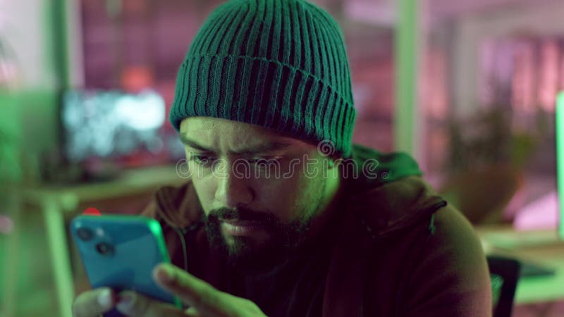 Hacking, Programmer and Man with Research on Phone for Information ...