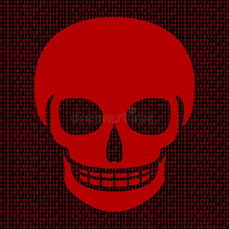 Hacking System. Abstract, Luminous Skull of Red Color Stock Vector ...