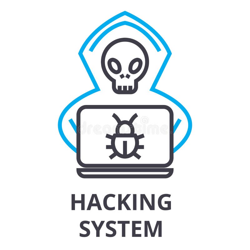 Hacking System Thin Line Icon, Sign, Symbol, Illustation, Linear ...