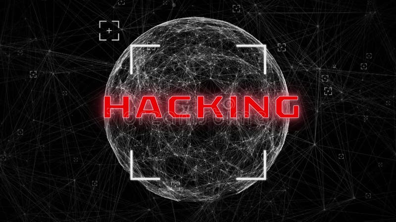 Hacking Text Against Globe of Network of Connection Stock Video - Video of communication ...