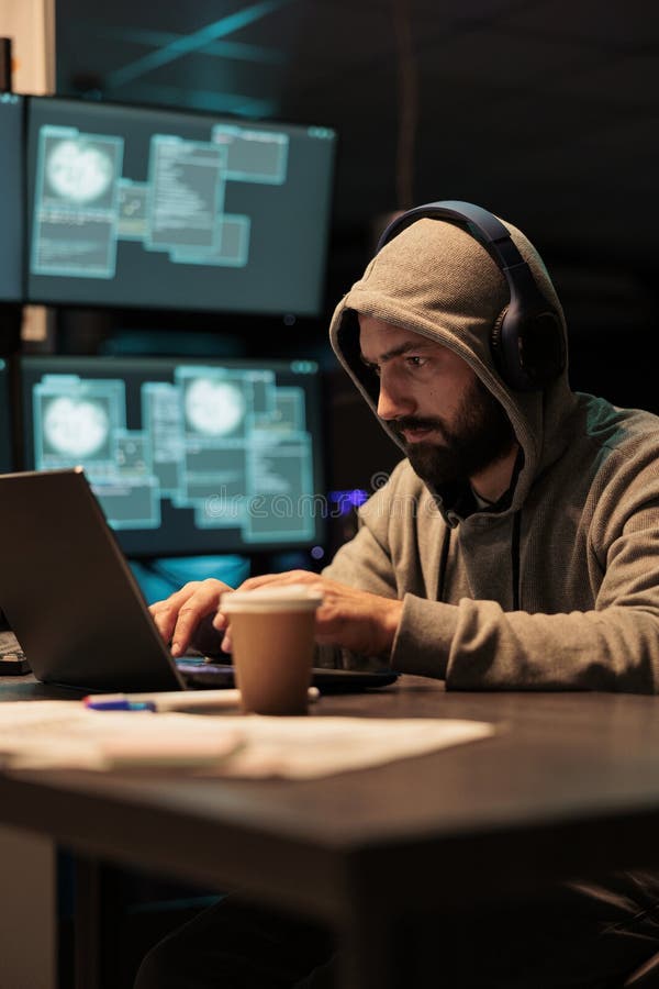 Hacking Thief Breaking through Cyber Security Server Stock Photo ...