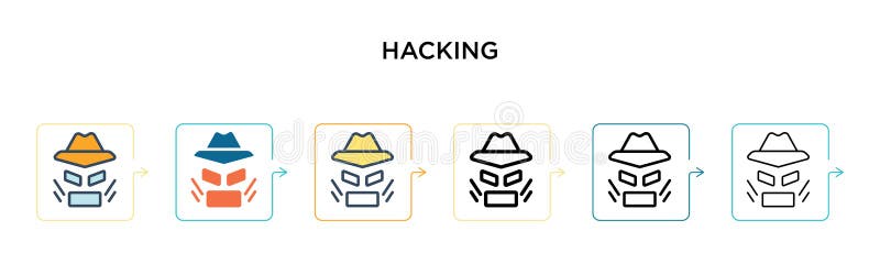 Hacking Vector Icon in 6 Different Modern Styles. Black, Two Colored ...