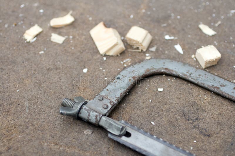 Hacksaw for Metal on a Carpentry Table Stock Image - Image of industry ...