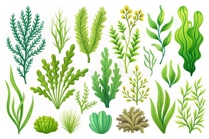 Had drawing green algae stock illustration. Illustration of leaf ...