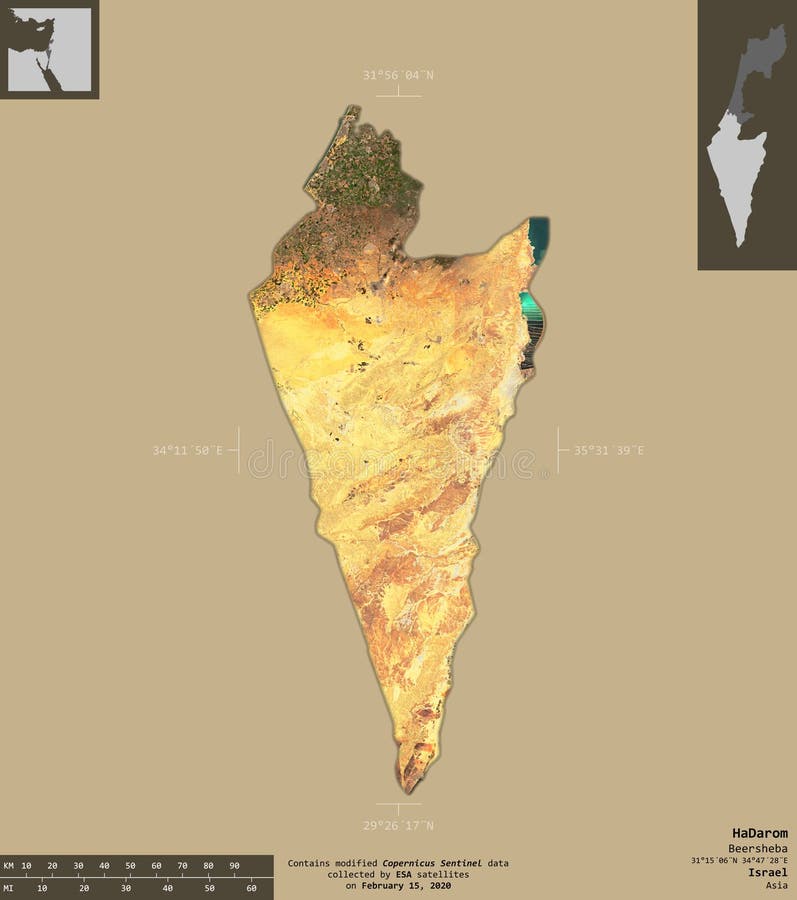 HaDarom, Israel - Composition. Sentinel-2 Satellite Stock Illustration ...