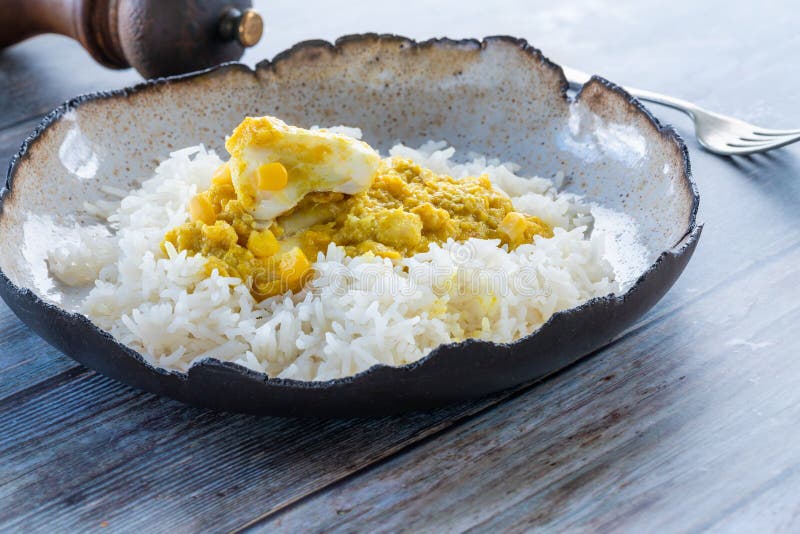 Haddock in Creamed Coconut and Corn Curry Stock Image - Image of ...