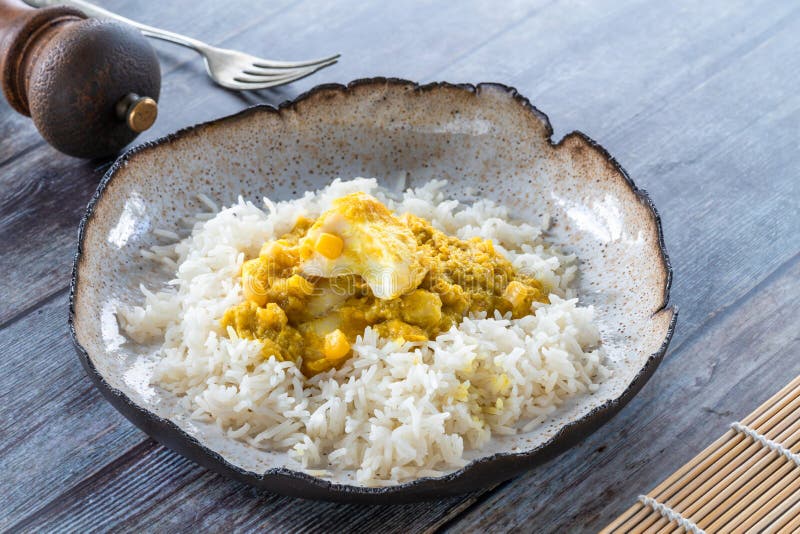 Haddock in Creamed Coconut and Corn Curry Stock Image - Image of dining ...