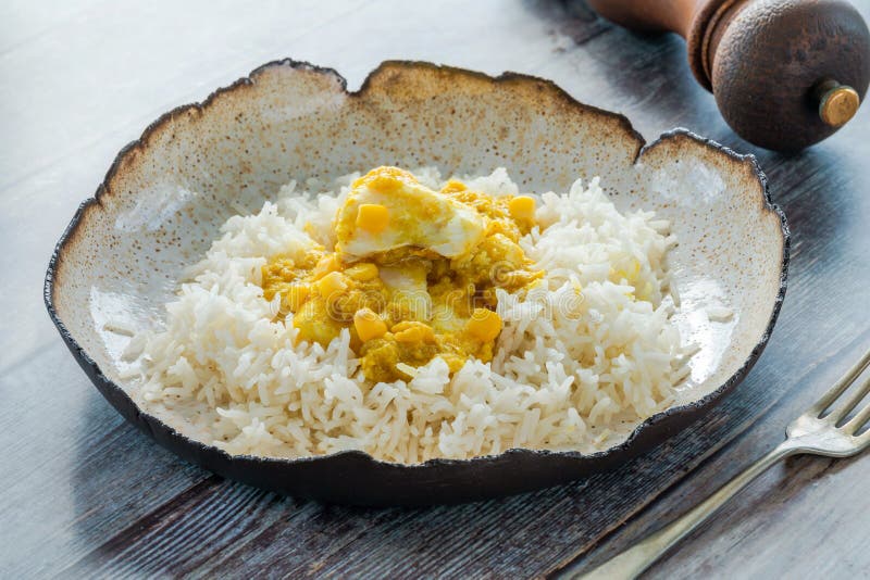 Haddock in Creamed Coconut and Corn Curry Stock Photo - Image of ...