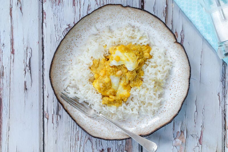Haddock in Creamed Coconut and Corn Curry Stock Photo - Image of asian ...