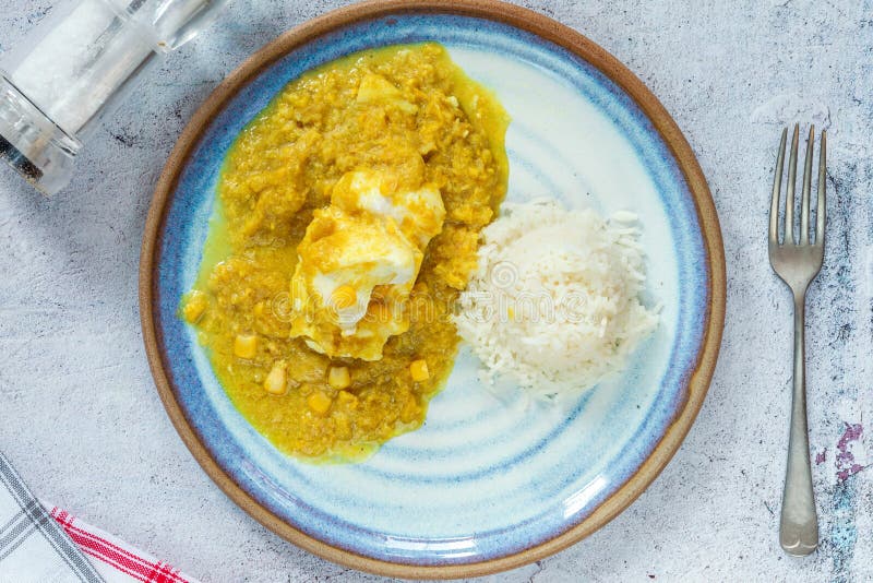 Haddock in Creamed Coconut and Corn Curry Stock Photo - Image of food ...