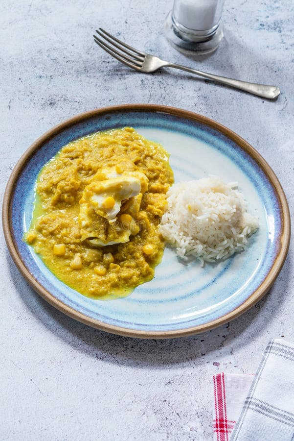 Haddock in Creamed Coconut and Corn Curry Stock Image - Image of diet ...