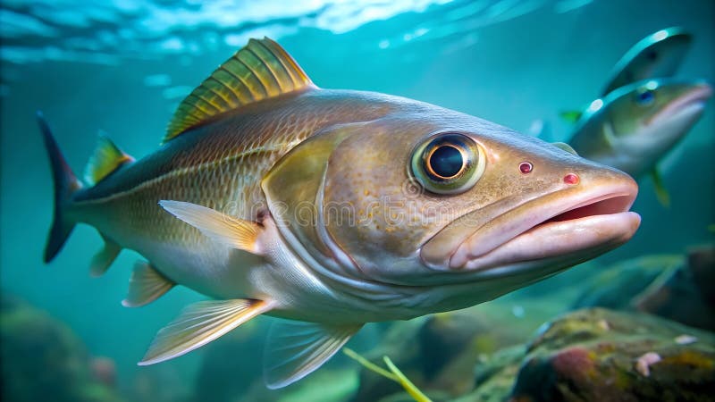 Haddock Fish Realistic Image Under the Water Close Up View. Generative ...