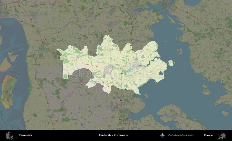 Haderslev Kommune Highlighted, Denmark. Topographic German Stock ...
