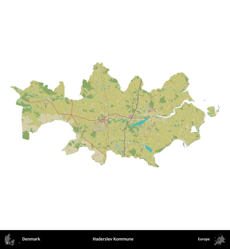 Haderslev Kommune, Denmark, Isolated on White. Topographic Humanitarian ...