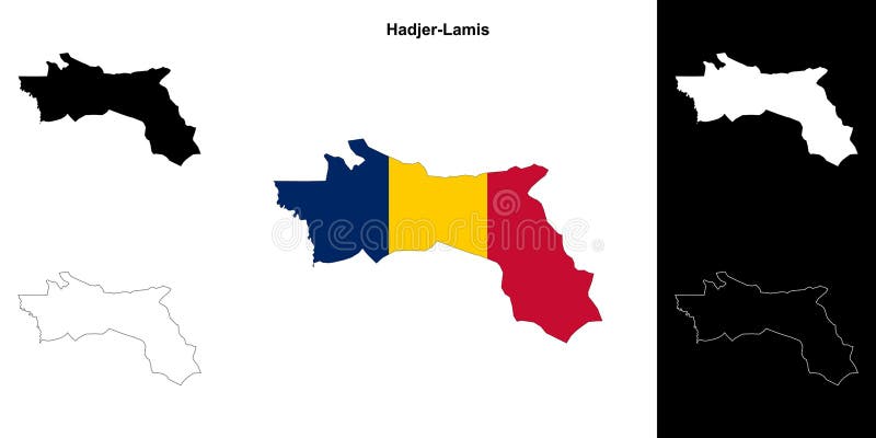 Hadjer-Lamis outline map stock vector. Illustration of regions - 342099056