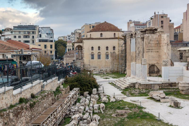Hadrian S Library in Athens, Greece Editorial Stock Photo - Image of ...