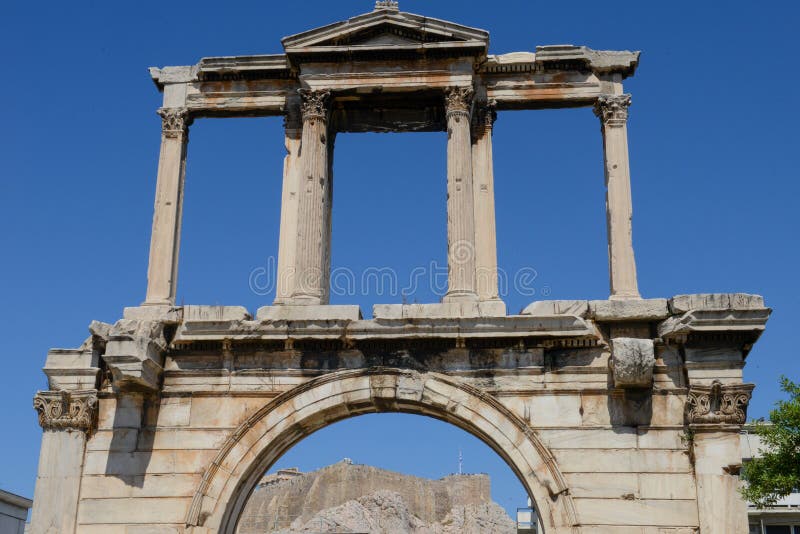 Hadrian`s Arch in Athens on Greece Stock Photo - Image of archeology ...