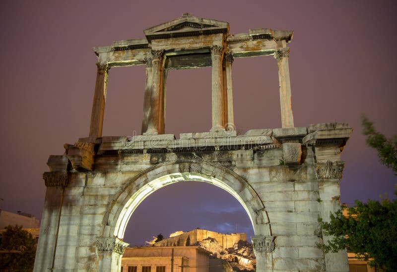 Hadrian& X27;s Gate, Athens, Greece Stock Photo - Image of historic ...