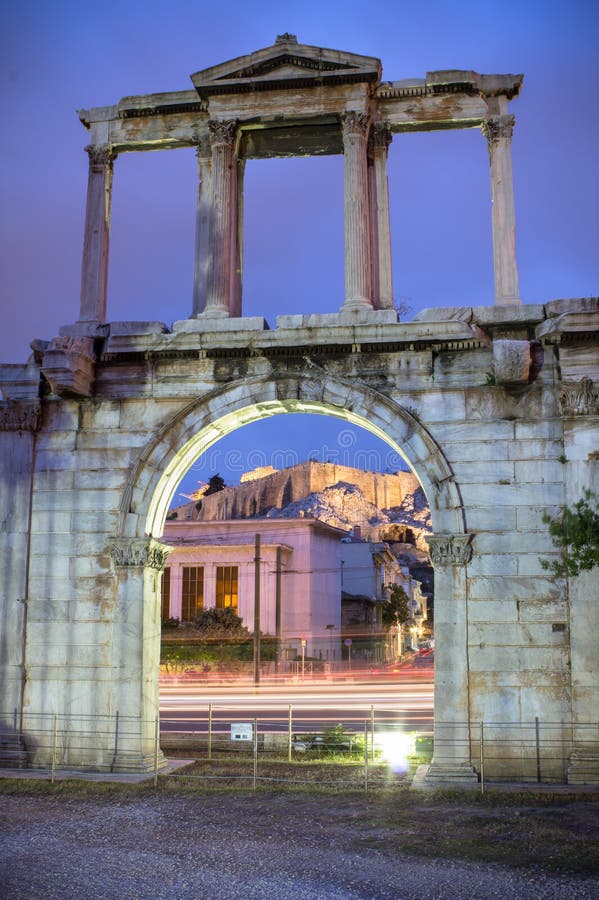 Hadrian`s Gate, Athens, Greece Stock Photo - Image of destinations ...
