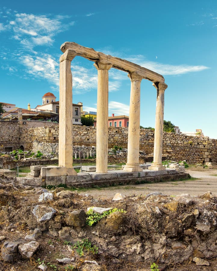 Hadrian S Library Below Acropolis of Athens in Greece Stock Image ...