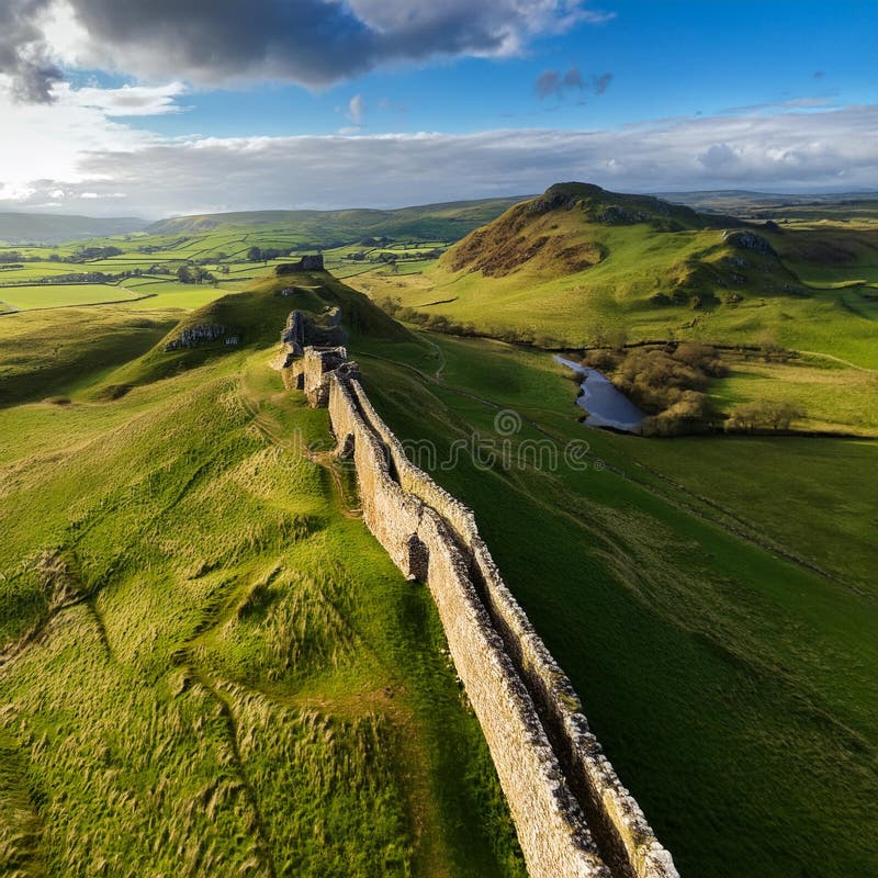 Hadrian Wall, AI generated stock illustration. Illustration of ...