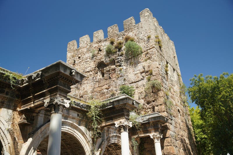 Hadrians Gate in Antalya, Turkiye Stock Image - Image of column ...