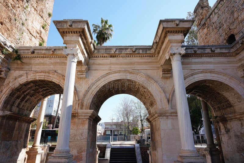Hadrians Gate in Antalya, Turkiye Stock Photo - Image of antique ...