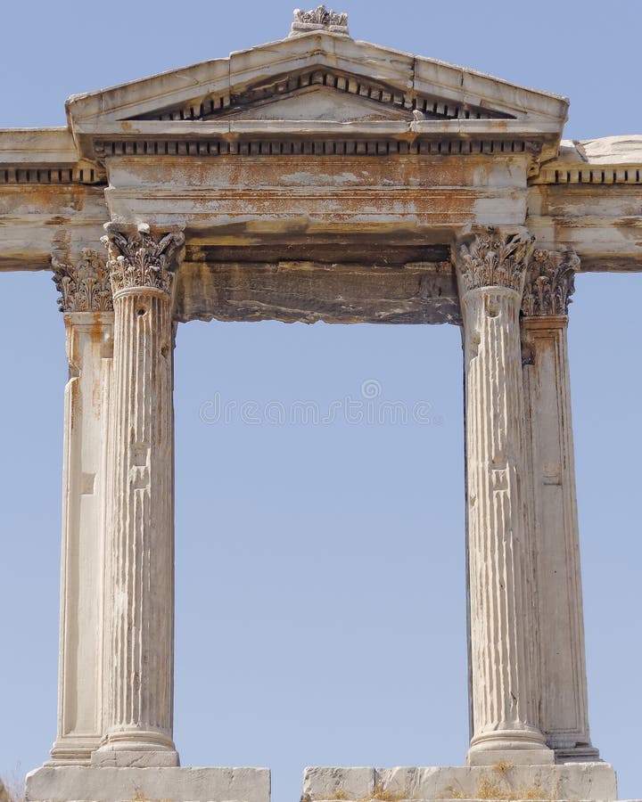 Hadrians Gate Detail, Athens Greece Stock Image - Image of adrian ...
