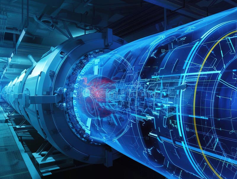 Hadron Collider Tech Illustration. Science Nuclear Accelerator ...