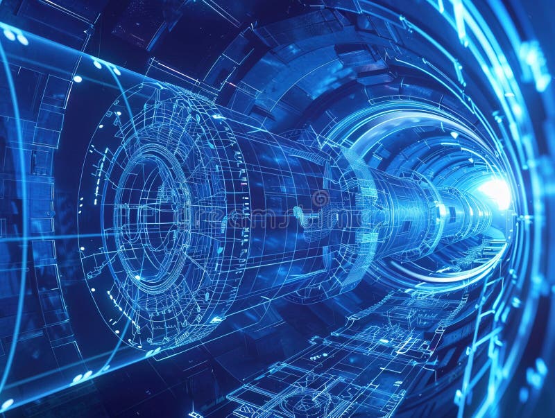 Hadron Collider Tech Illustration. Science Nuclear Accelerator ...