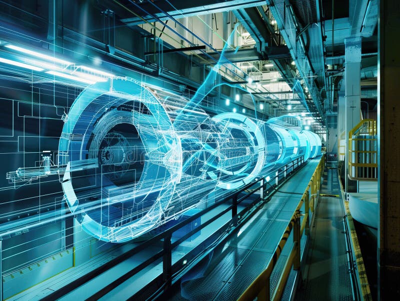 Hadron Collider Tech Illustration. Science Nuclear Accelerator ...