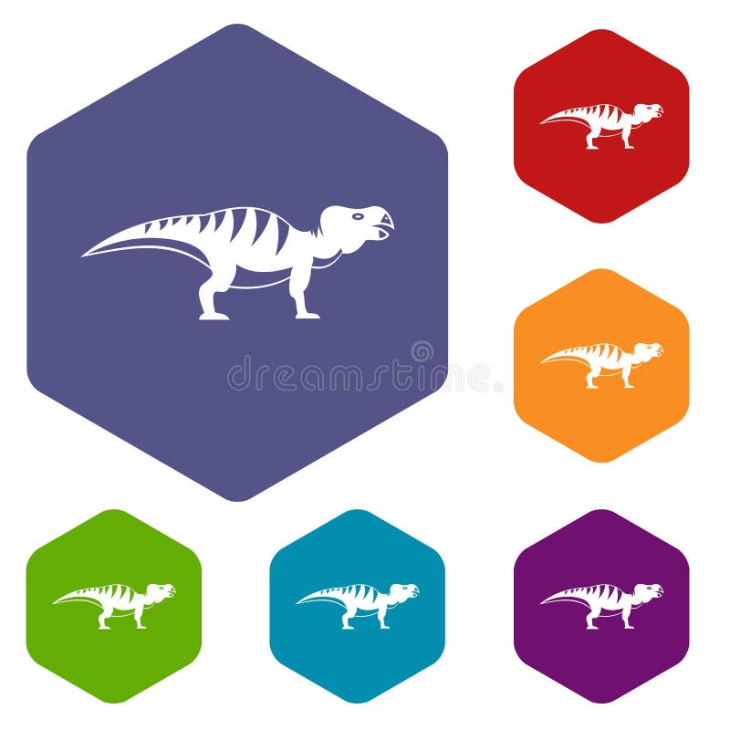 Hadrosaurid Dinosaur Icons Set Hexagon Stock Vector - Illustration of ...
