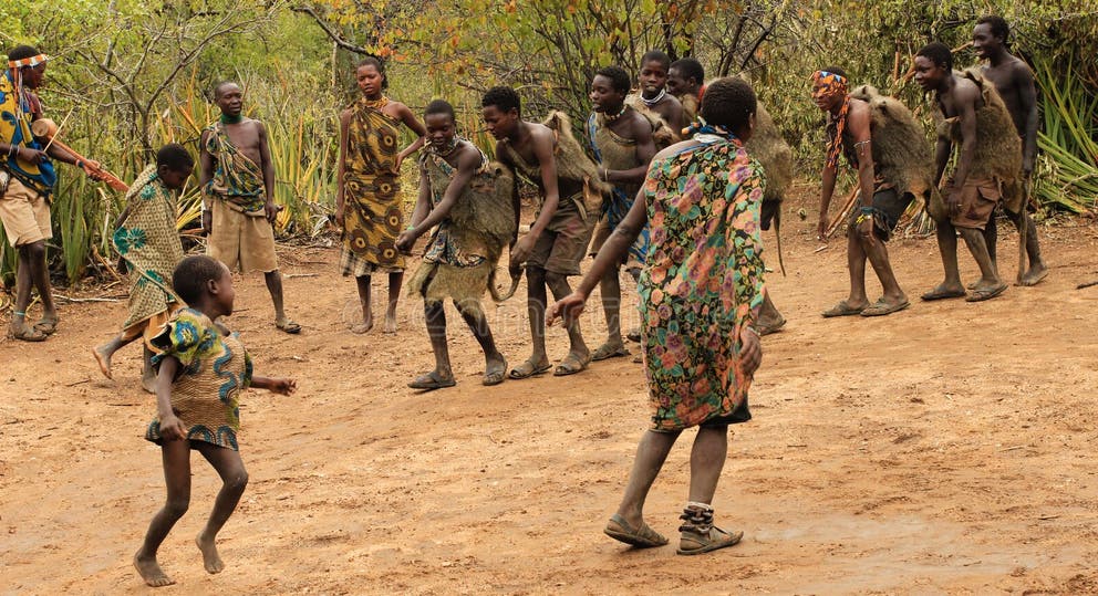 Hadzabe Tribesmen Dancing Ceremony Editorial Stock Image - Image of ...