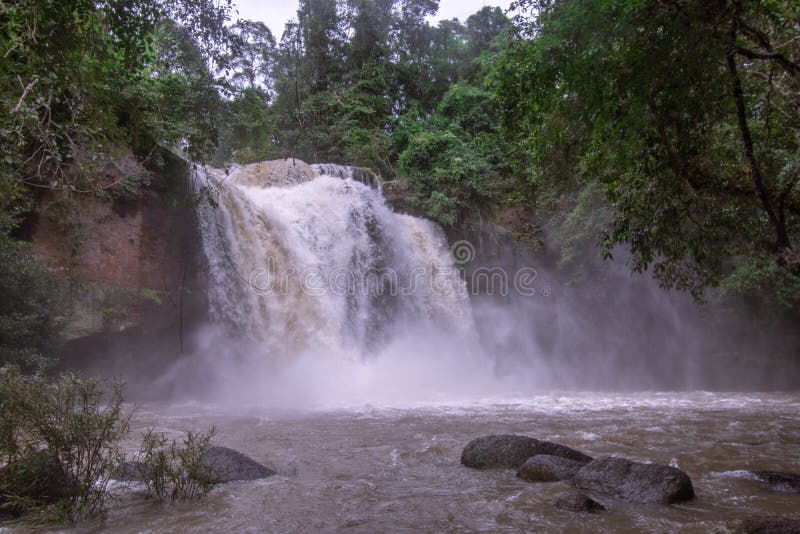 Haew Suwat Waterfall stock photo. Image of khao, waterfall - 147163554