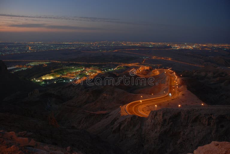 Hafeet Mountain stock image. Image of night, hafeet, scene - 7059173