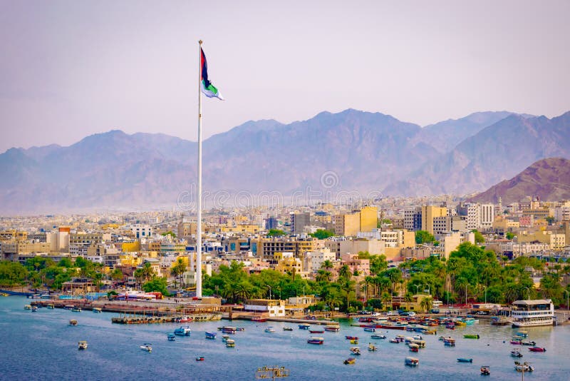 Hafen von Aqaba, Jordanien stockfoto. Bild von stadtbild - 122605706