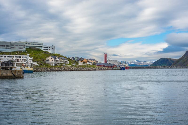 Hafen Von Honningsvag in Der Mark, Norwegen Stockbild - Bild von fjord ...