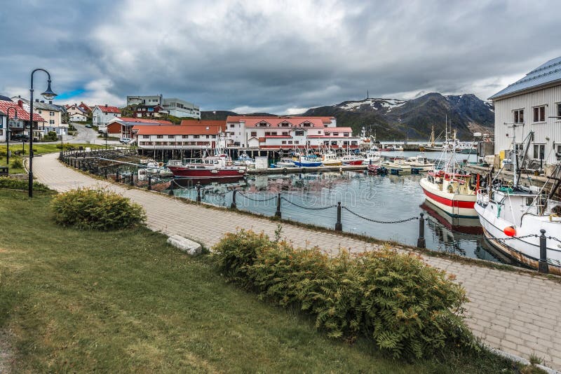Hafen Von Honningsvag in Der Mark, Norwegen Stockbild - Bild von ...