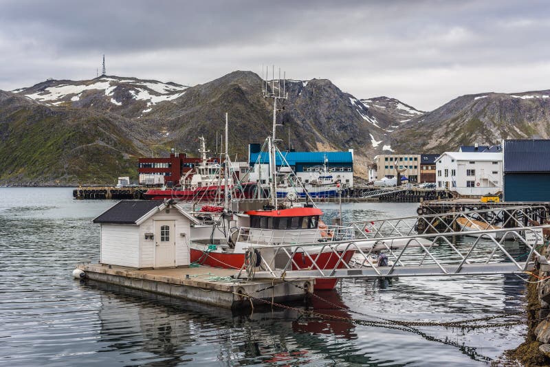 Hafen Von Honningsvag in Der Mark, Norwegen Stockbild - Bild von ...
