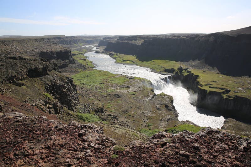 Hafragilsfoss Waterfall in Northeast Iceland Stock Photo - Image of ...