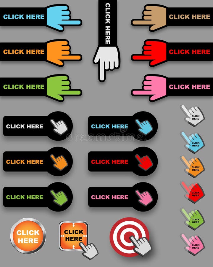 Haga Clic Aquí El Botón Con Hacer Clic Del Indicador De La Mano Haga ...