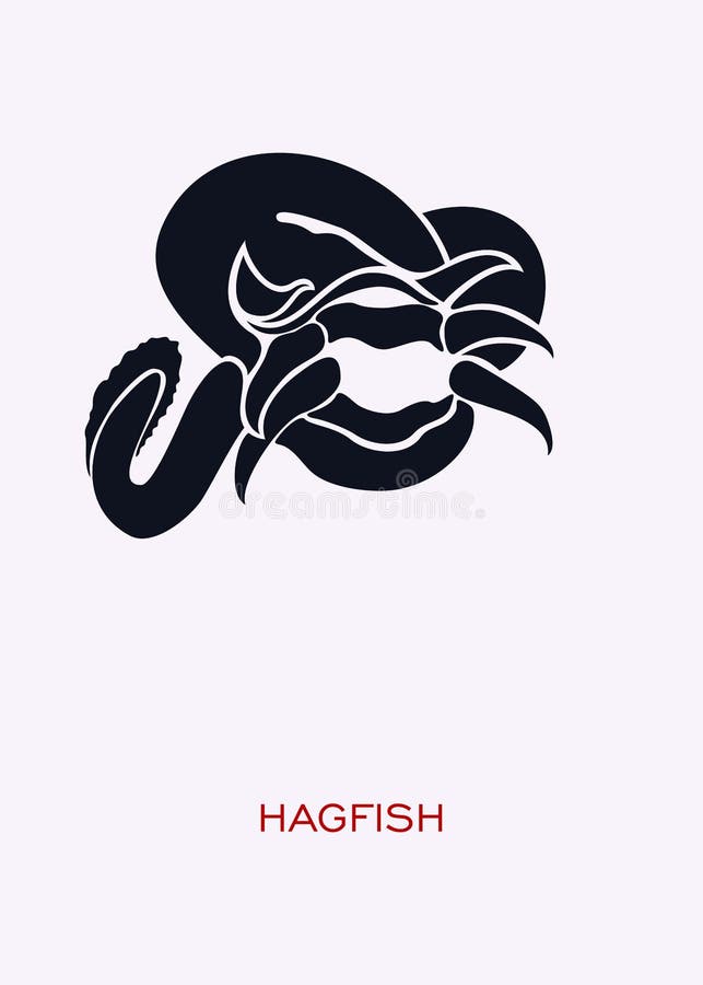 Atlantic Hagfish. Black Hand Drawn Realistic Outline Vector Image ...