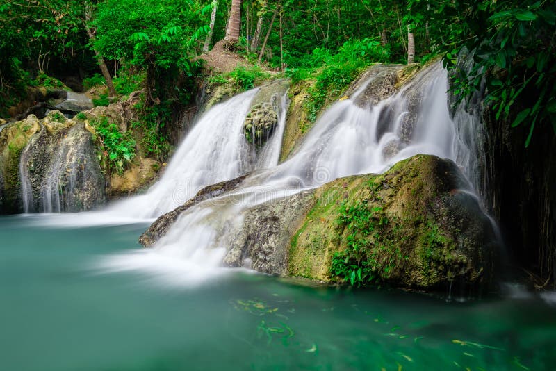 Hagimit waterfall stock image. Image of green, tree, hagimit - 93985587