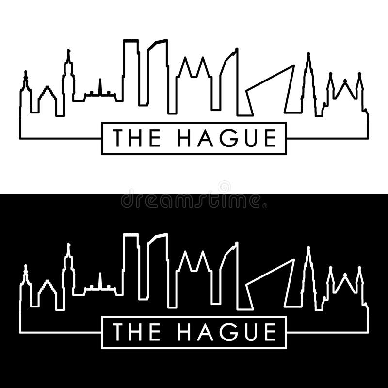 The Hague Skyline. Linear Style Stock Vector - Illustration of modern ...