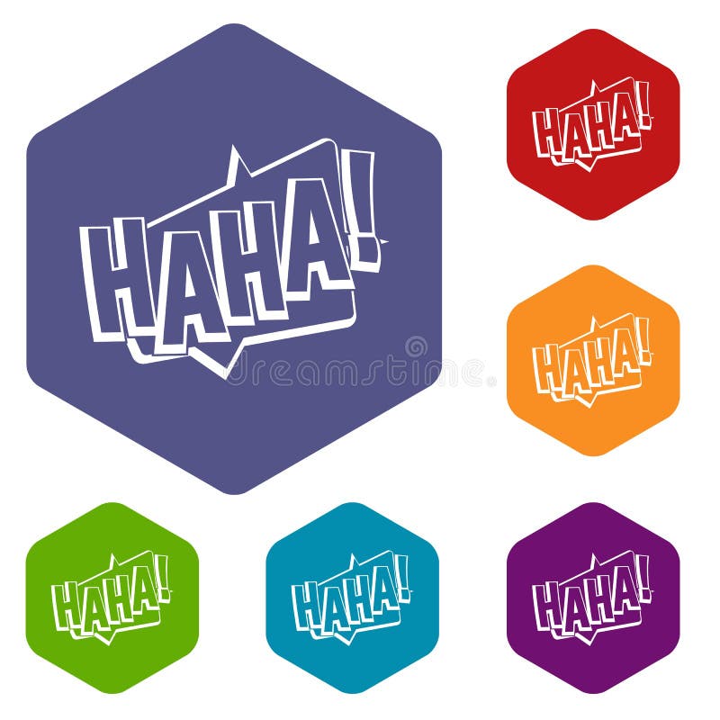 HAHA, Comic Text Sound Effect Icons Set Hexagon Stock Vector ...